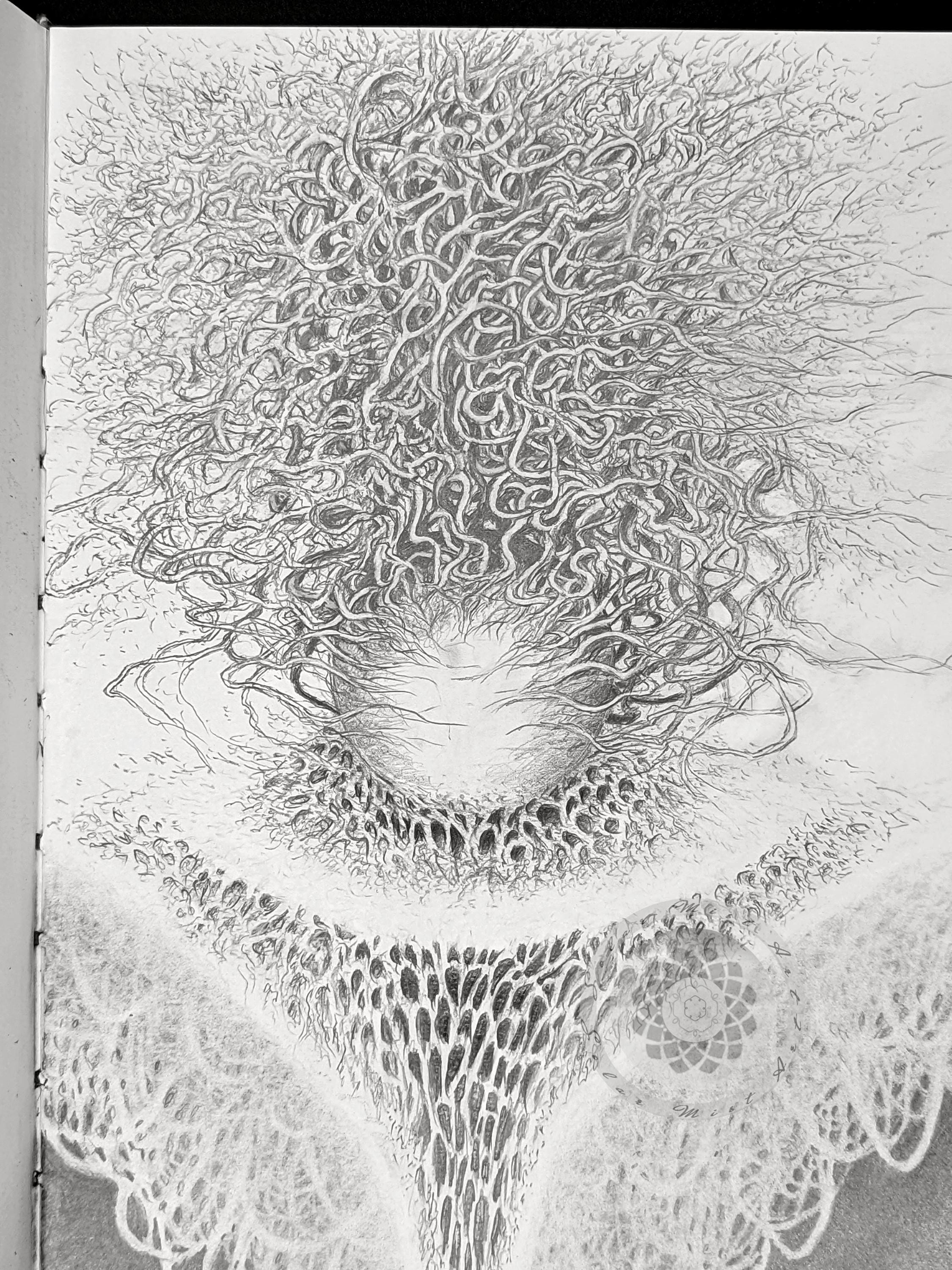 Pencil Drawing Tree Illustration Forest Landscape Mystic Tree Painted ...