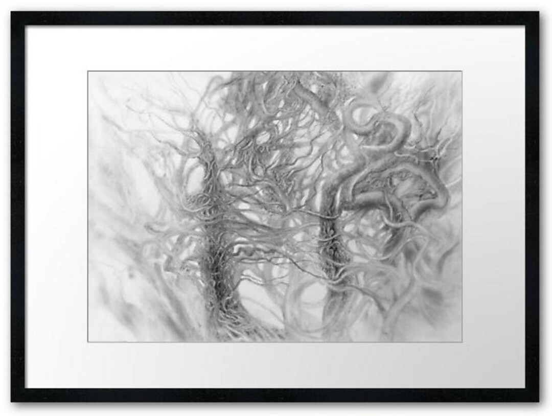 Tree Pencil Drawing Art PRINT Forest Surreal Realism Tree Illustration ...