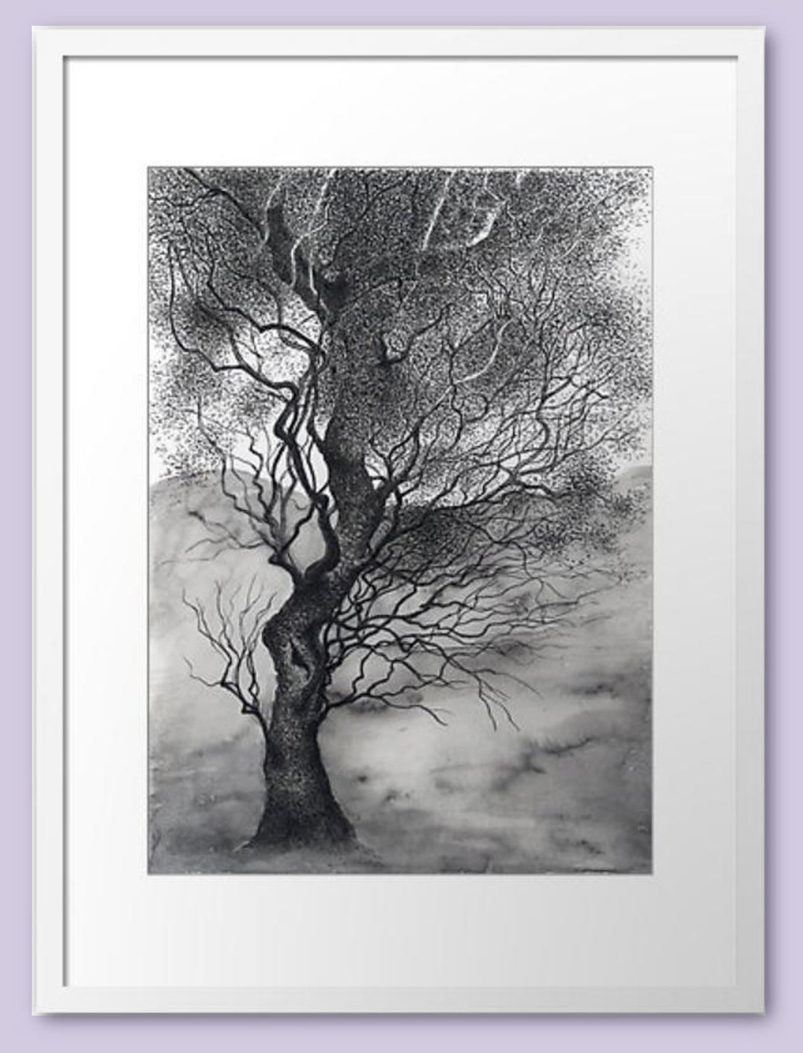 Tree Ink Drawing Art PRINT Forest Realistic Art Illustration Landscape ...