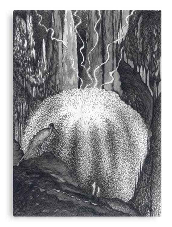 Inkdrawing Surreal Illustration Fantasy Hand Painted Grafics | Etsy