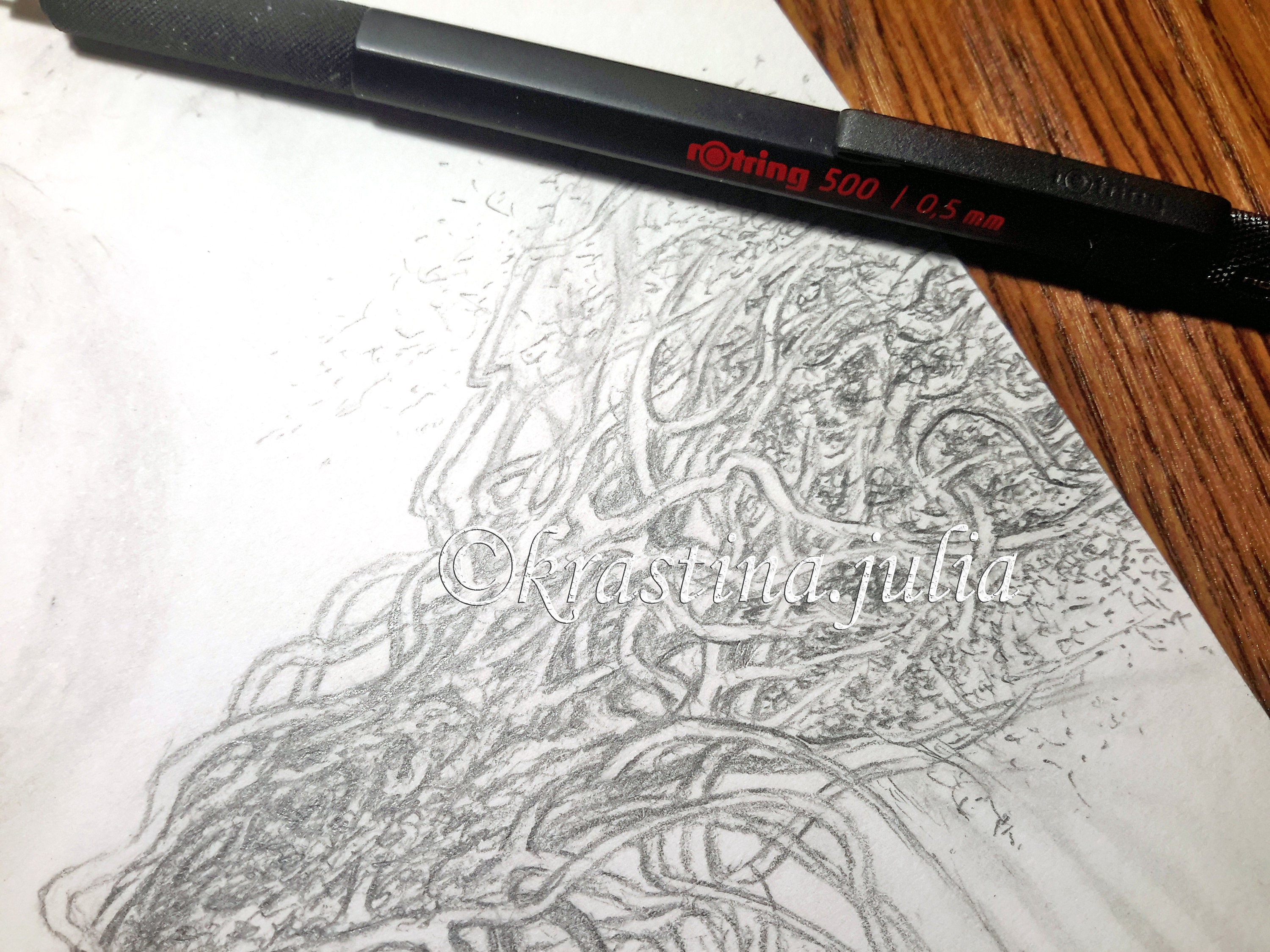 Pencil Drawing Treeillustration Forest Landscape Mystic Tree Painted ...