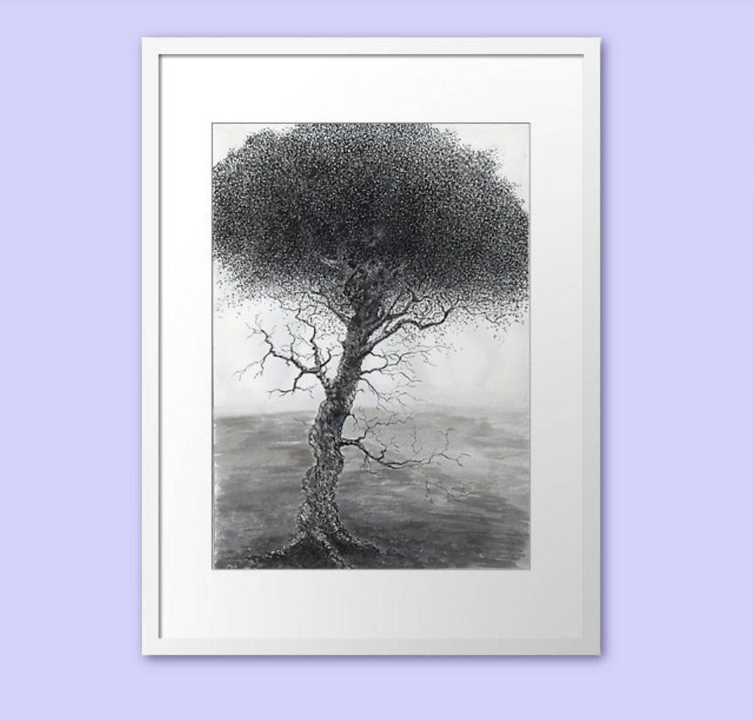 Ink Drawing Realistic Treeillustration Landscape Mystic Tree Painted ...