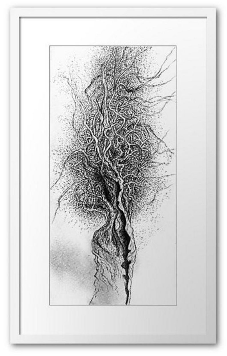 Tree Ink Drawing Art PRINT Forest Realistic Art Illustration Landscape ...