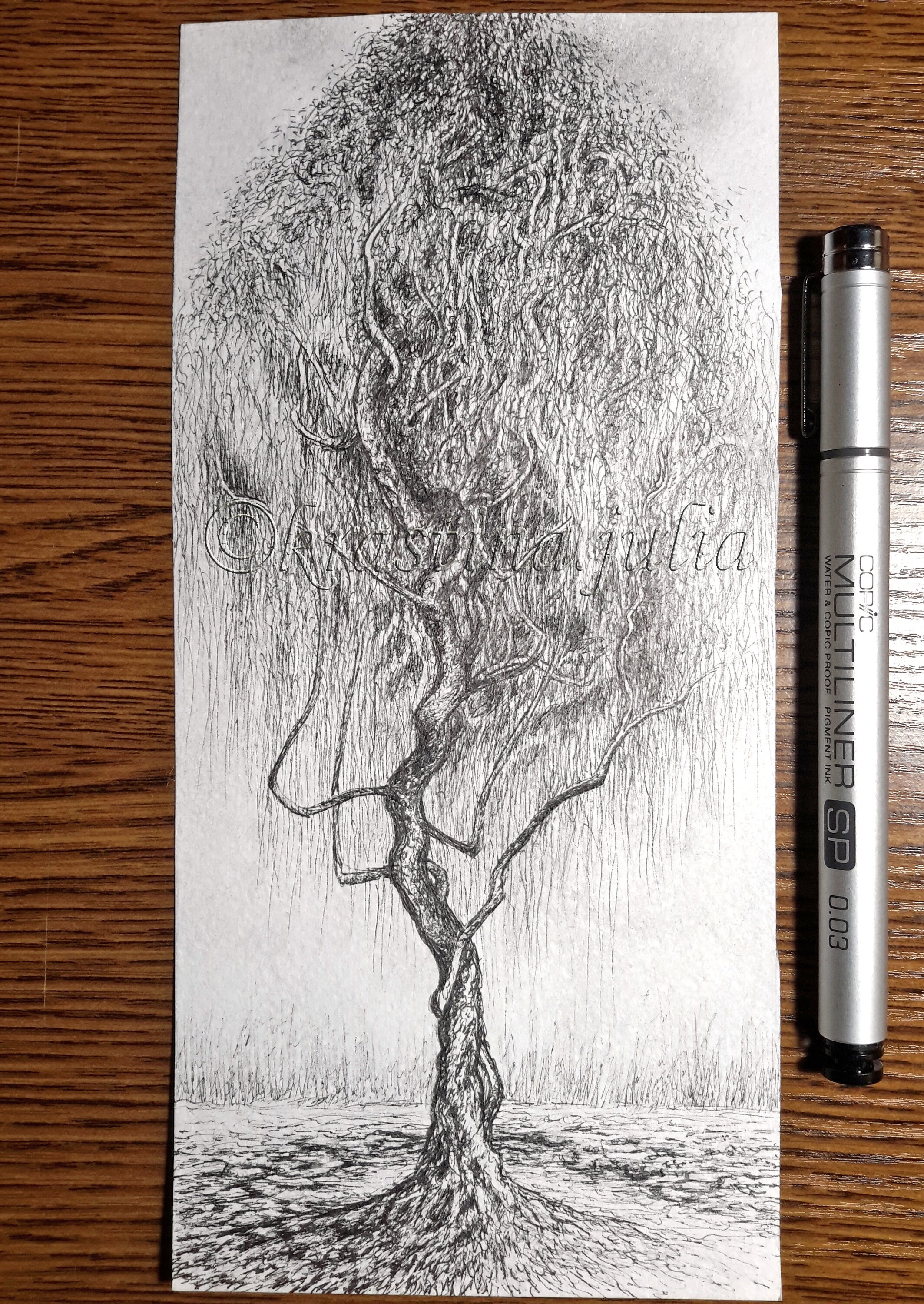 Tree Ink Drawing Art PRINT Forest Realistic Art Illustration - Etsy India
