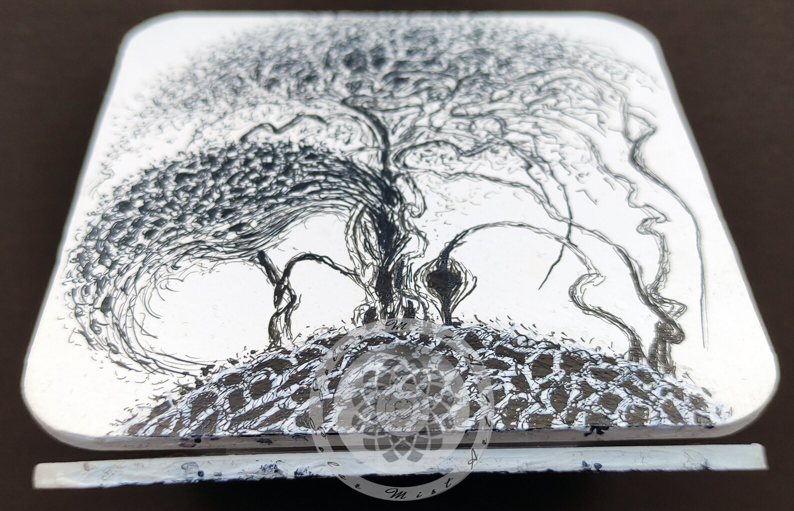 Ink Drawing Surreal Tree Landscape Tiny Trees Painted Grafics Homedecor ...