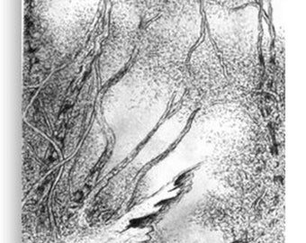 Pencil Drawing Realistic Tree Forest Illustration Landscape | Etsy