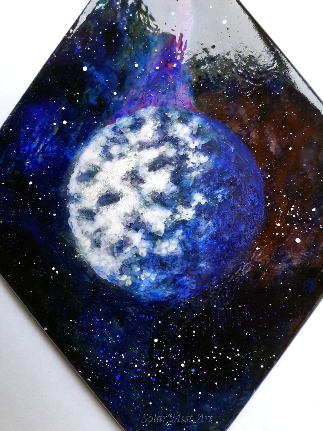 Space Art Pale Blue Dot Carl Sagan Painting on Glass Planet - Etsy