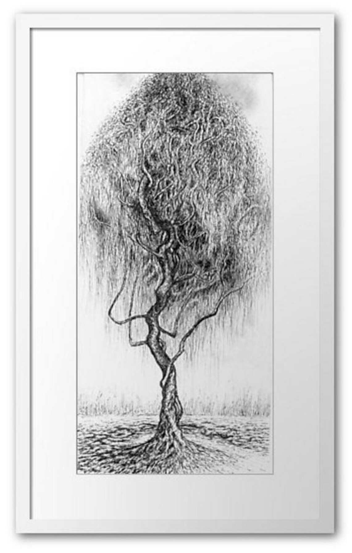 Tree Ink Drawing Art PRINT Forest Realistic Art Illustration | Etsy