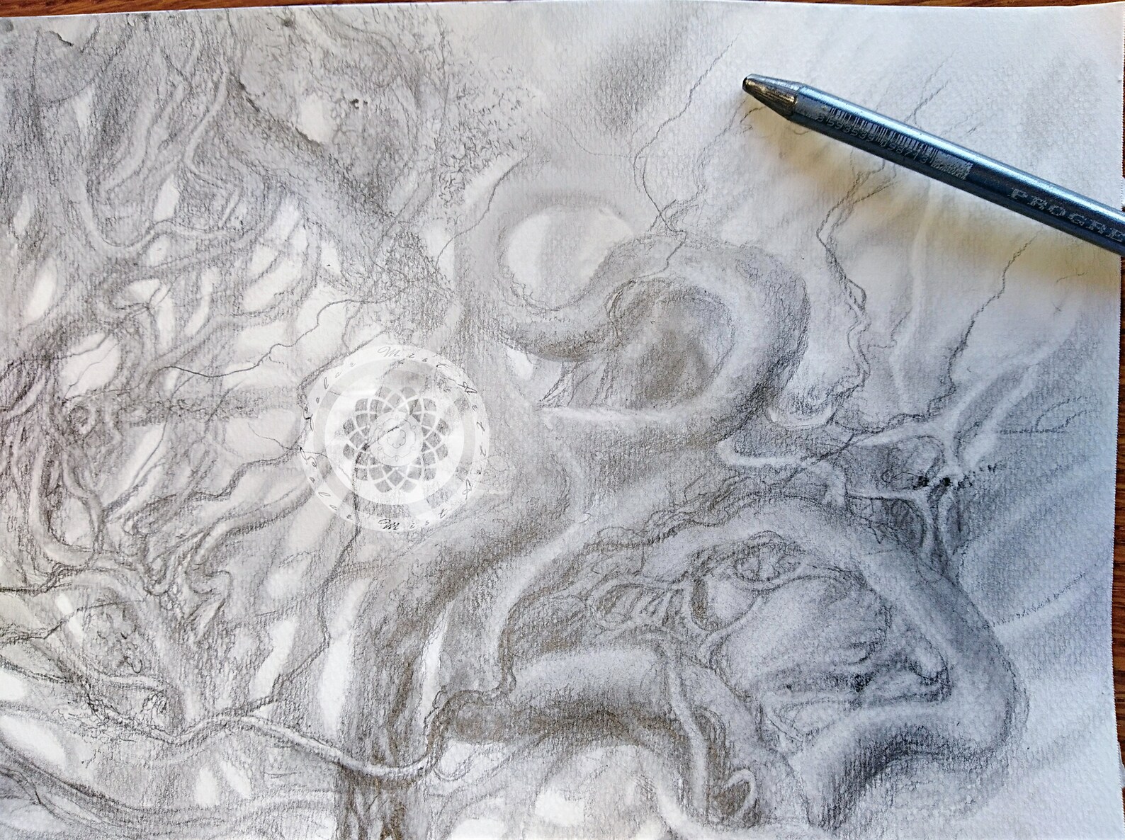 Forest Landscape Mystic Tree Pencil Drawing Surreal Illustration ...