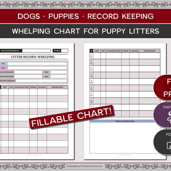 Whelping Chart - Etsy