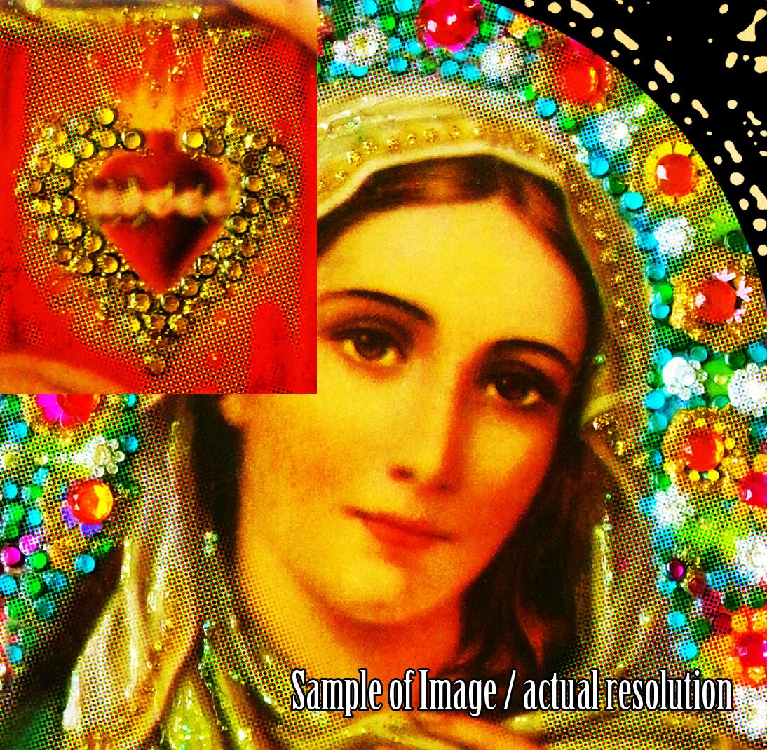 Sacred Heart of Mary Bindi Art Download / Vintage Poster With Glitter ...