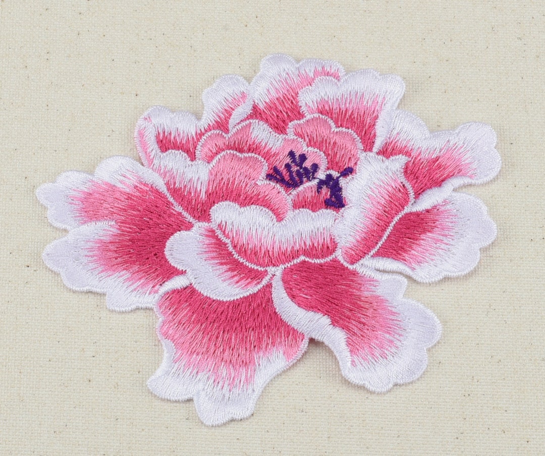 Pink Embroidery Flower Patch Applique - Etsy