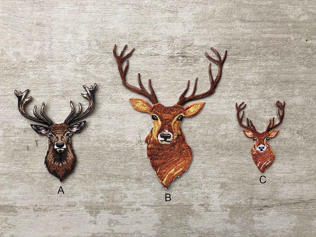 Embroidered Deer Head Patch Buck Applique Iron On - Etsy