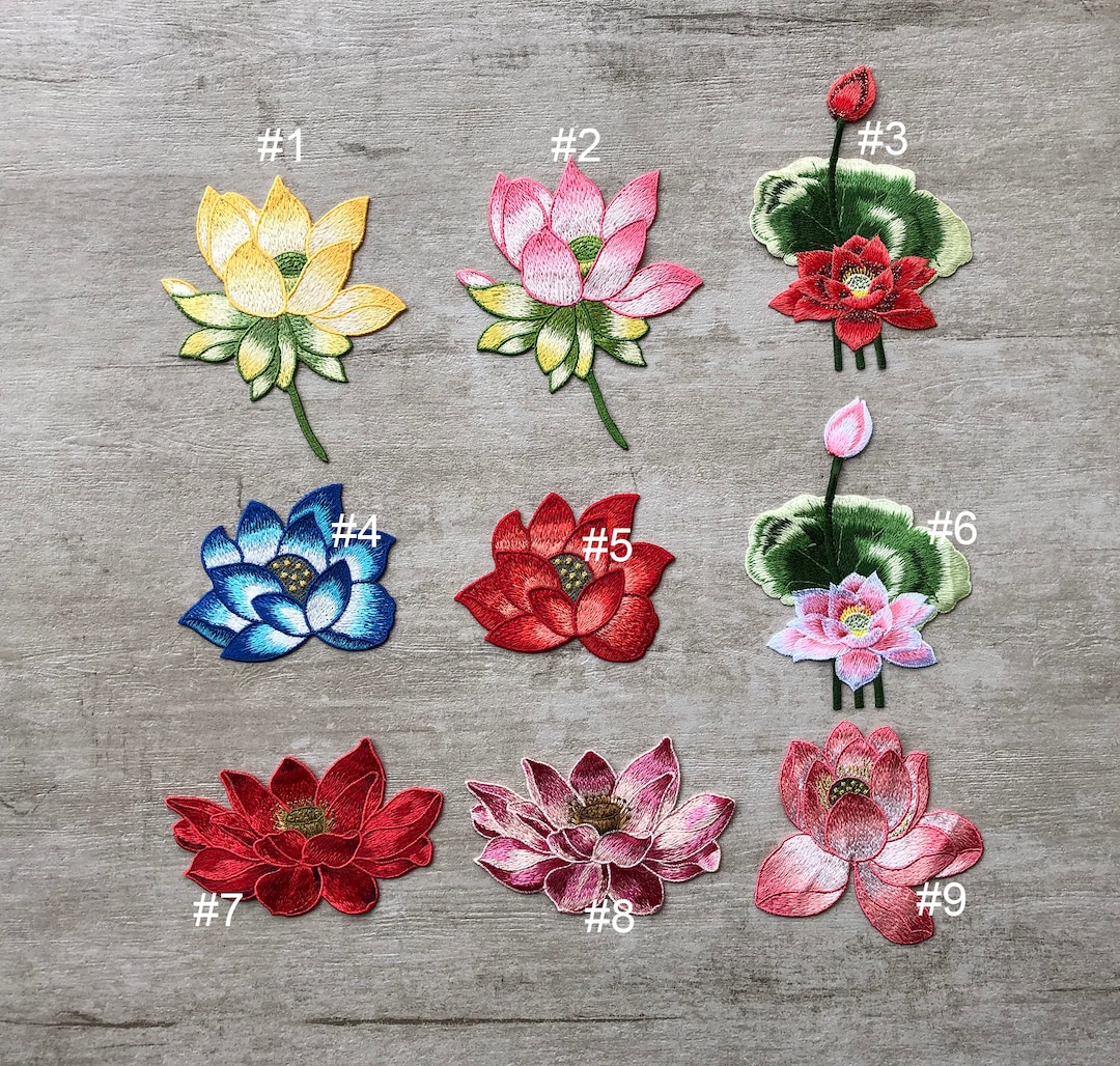 Embroidery Lotus Flower Appliques Sew on Patches - Etsy