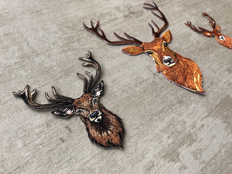 Embroidered Deer Head Patch Buck Applique Iron On | Etsy