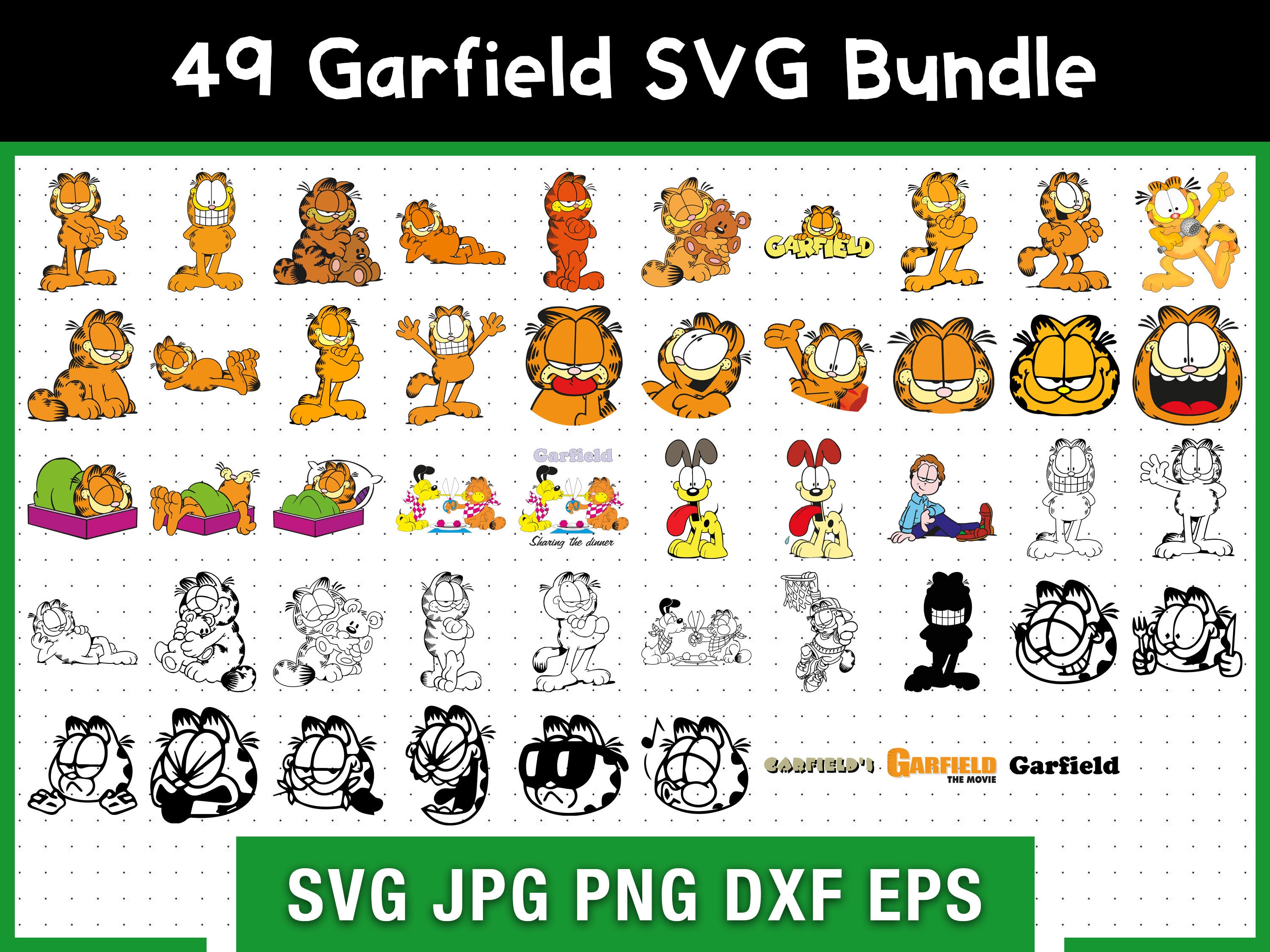 49 Garfield SVG Bundle, Garfield SVG Template, Digital SVG, Sublimation ...