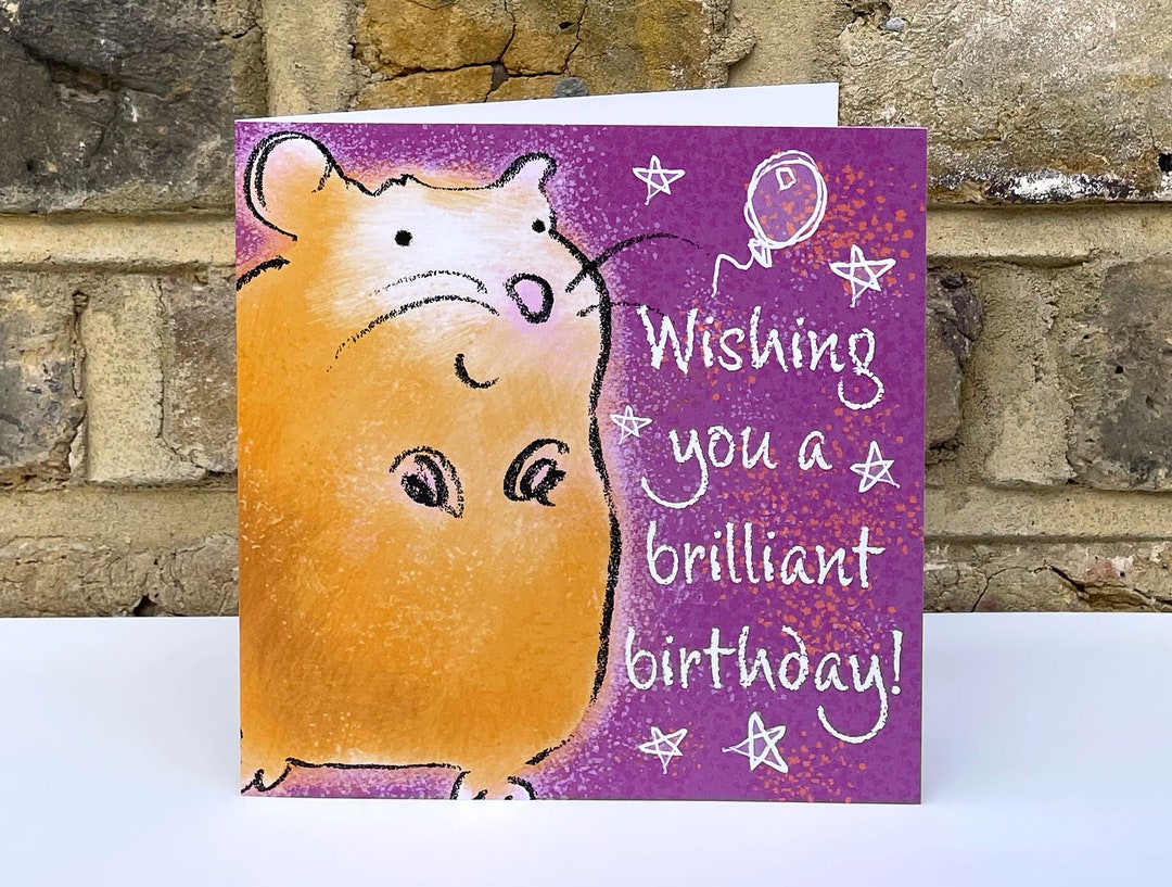 Hamster Birthday Card. A Cute Friendly Drawn Greetings Card. - Etsy