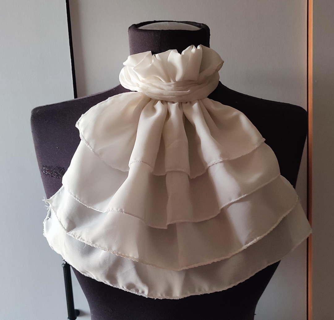 Off White Jabot Collar, Medieval Costume Accessory Ruffle Jabot Tie ...