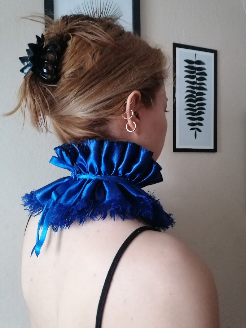Royal Blue Ruffle Collar Victorian Style Inspired Neck Ruffle Choker ...