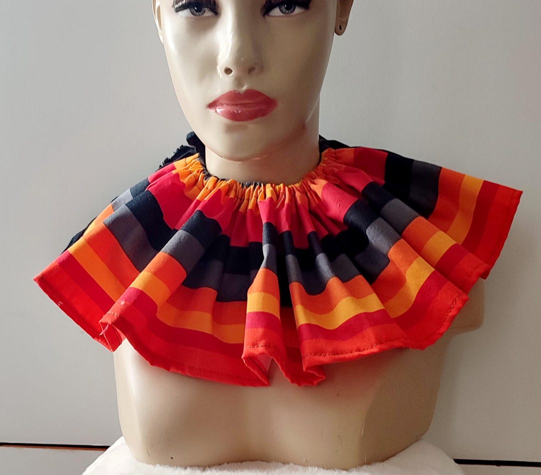 Colorful Jester Clown Ruffle Neck Collar, Striped Ruffle Clown Collar ...
