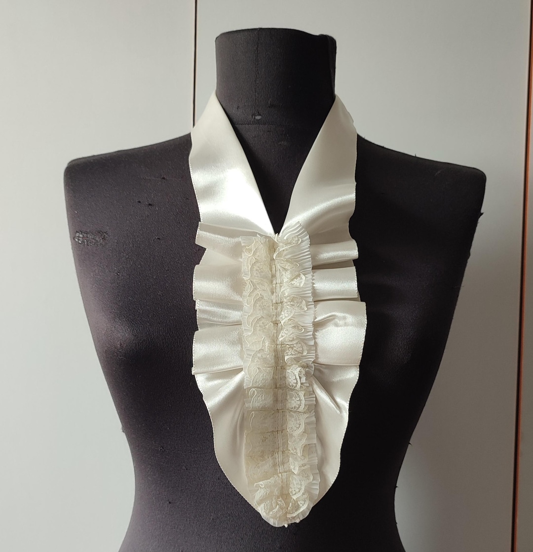 Satin Ruffled Jabot Necktie Ruffle Lace Victorian Jabot Elizabethan Collar - Etsy