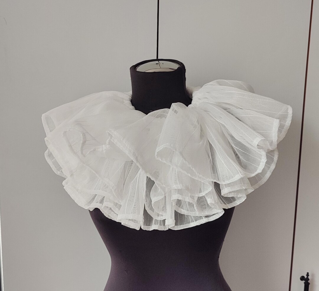 Large Ruffle Clown Collar Ruff, Big Neck Pierrot Collar Costume ...