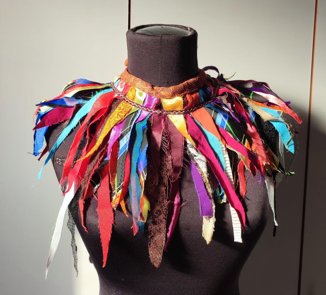 Colorful Festival Tribal Fashion Multicolored Jester Collar Tattered ...