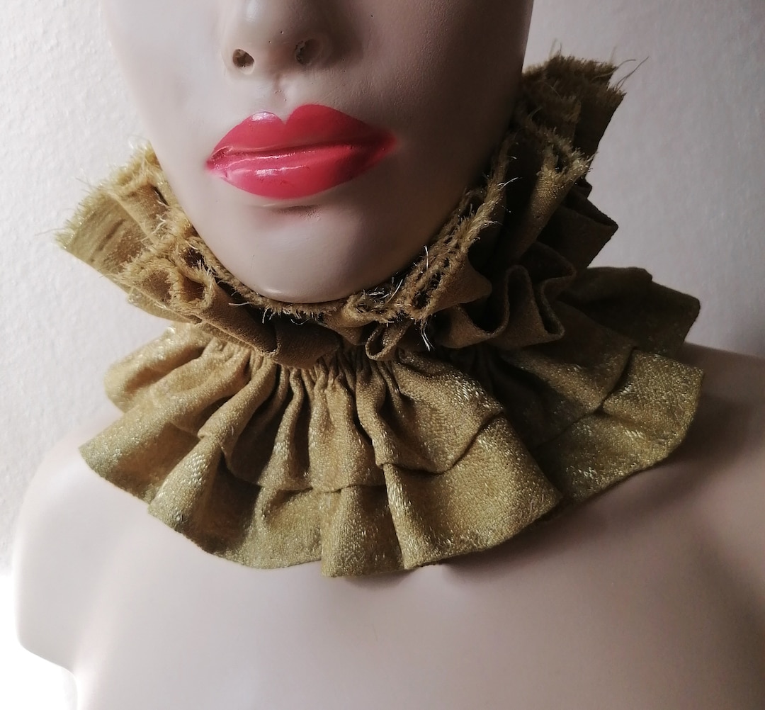 Olive Green Ruffle Collar Fabric Victorian Syle High Neck Detachable ...