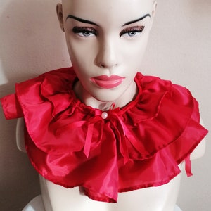 Red Clown Neck Ruffle Three Layer Neck Ruff, Jester Collar Circus Clown ...