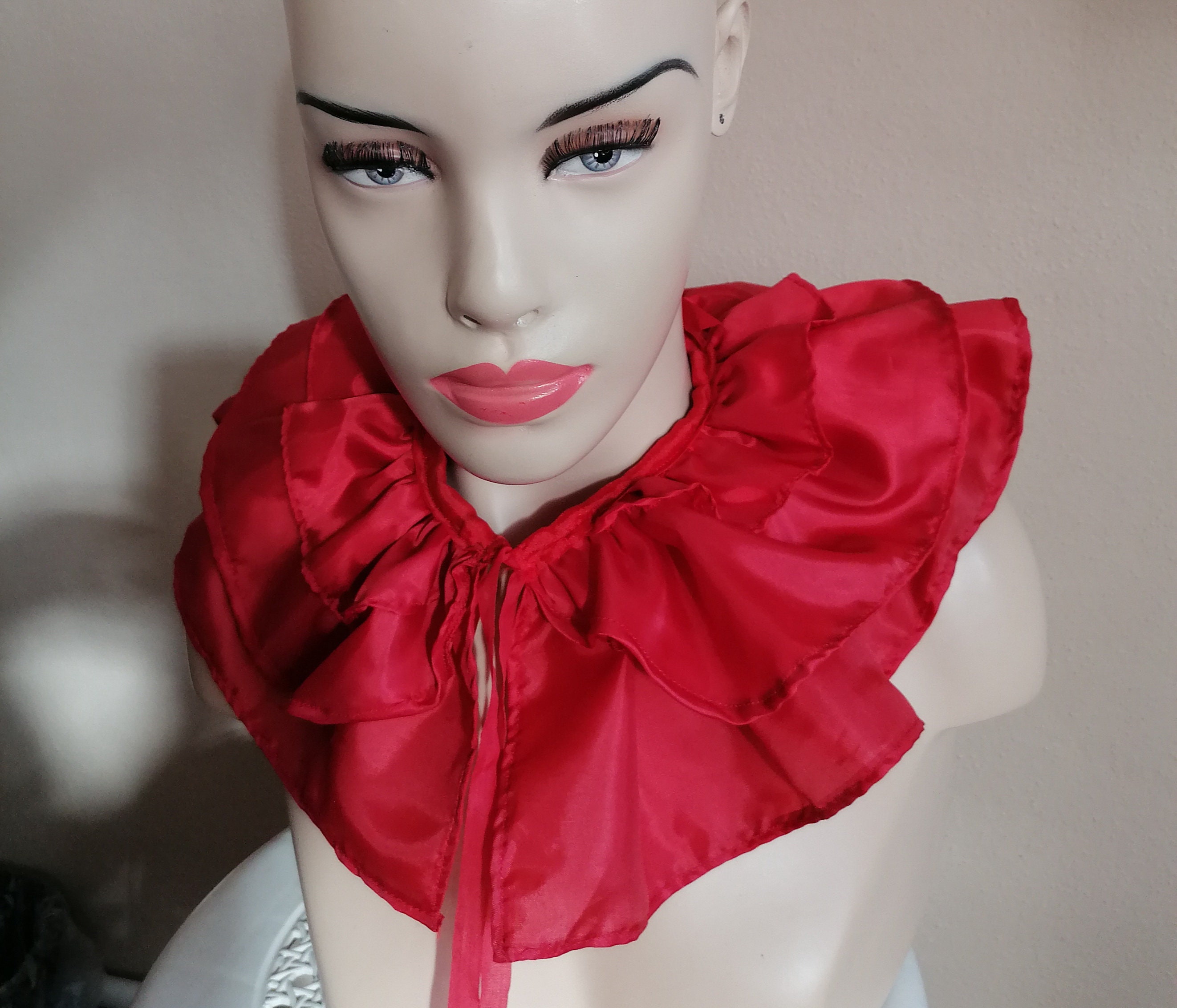 Red Clown Neck Ruffle Three Layer Neck Ruff, Jester Collar Circus Clown ...