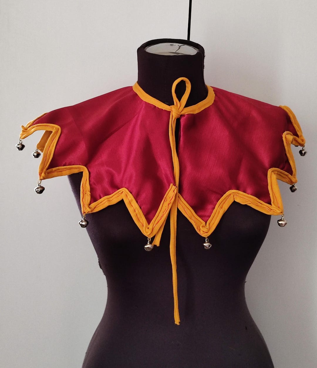 Dark Red Jester Collar With Silver Bells, Mustard Yellow Tie Jester ...