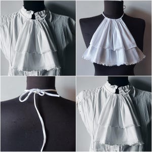 White Ruffle Collar Jabot Neck Tie Cravat, Ruffle Jabot Necktie - Etsy
