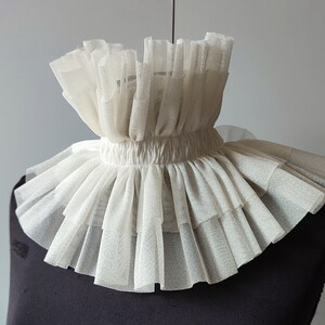 High Neck Ruff Collar Ruffle High Neck Elizabethan Ruff Champagne Cream ...