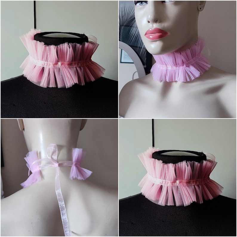Pink Ruffle Choker, Tulle Pink Collar Necklace Blush Tutu Collar - Etsy