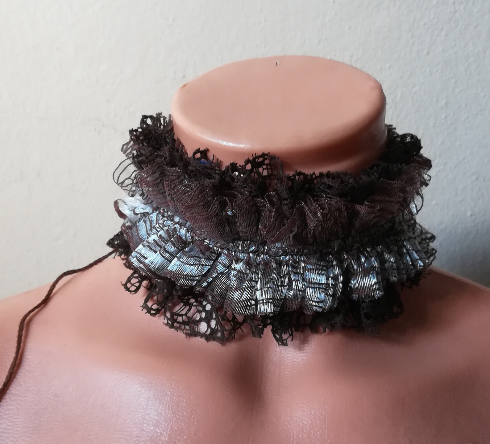 Boho Lace Ruffled Choker Brown Lace Rococo Collar - Etsy