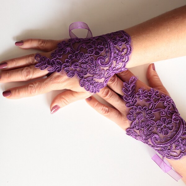Purple Lace Gloves - Etsy