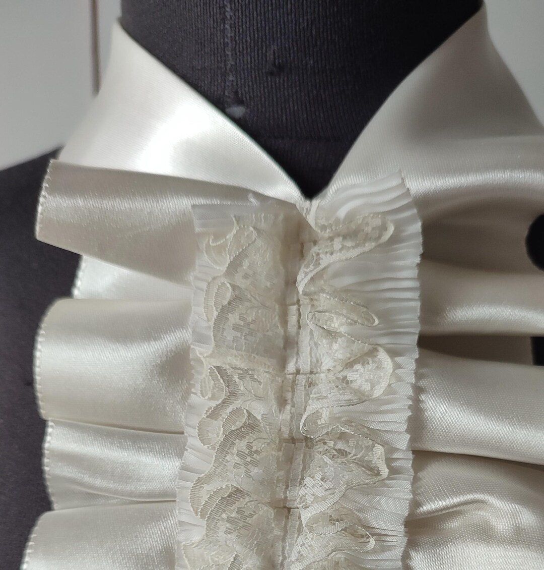 Satin Ruffled Jabot Necktie Ruffle Lace Victorian Jabot Elizabethan ...