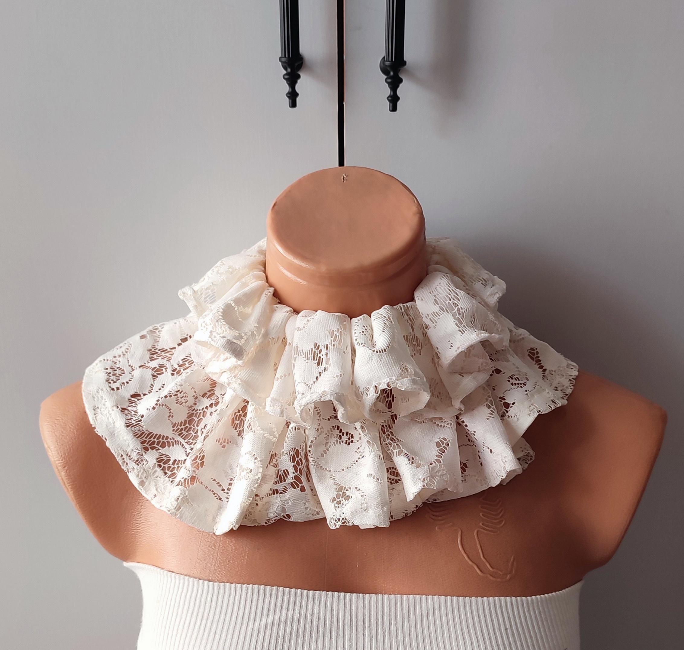 Lace Ruffle Collars, Victorian Style Ivory Beige Ruffled Neck Ruff - Etsy