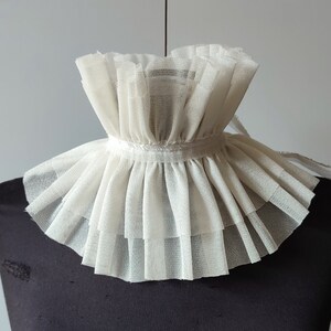 High Neck Ruff Collar Ruffle High Neck Elizabethan Ruff Champagne Cream ...