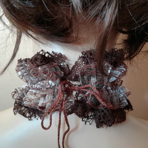 Boho Lace Ruffled Choker Brown Lace Rococo Collar - Etsy