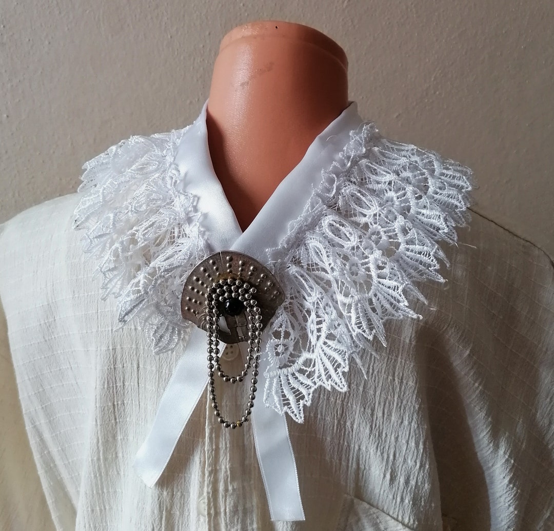 Victorian Style Collar Ruffle Unisex White Fake Collar With Vintage ...