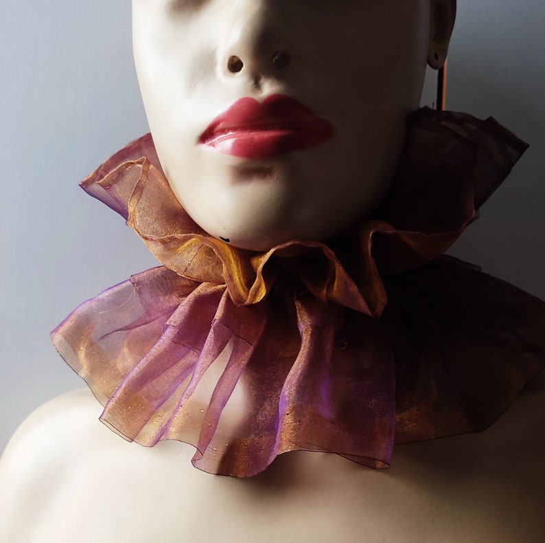 Purple Brown Ombre Ruffled Collar, Circus Clown Choker Detachable ...