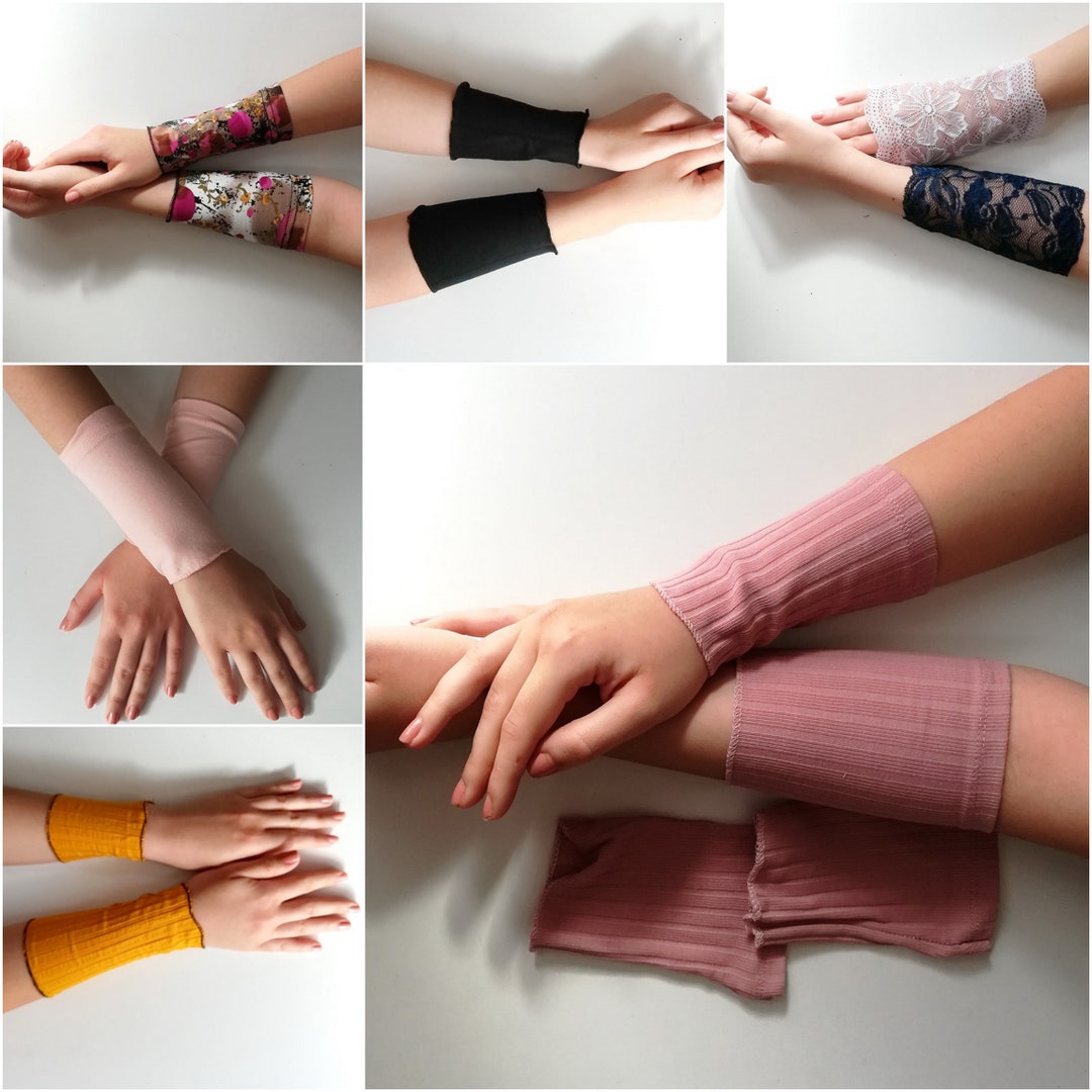 Arm Tattoo Covers, Wrist Cuffs for Women Black Armband Jersey Wrist ...