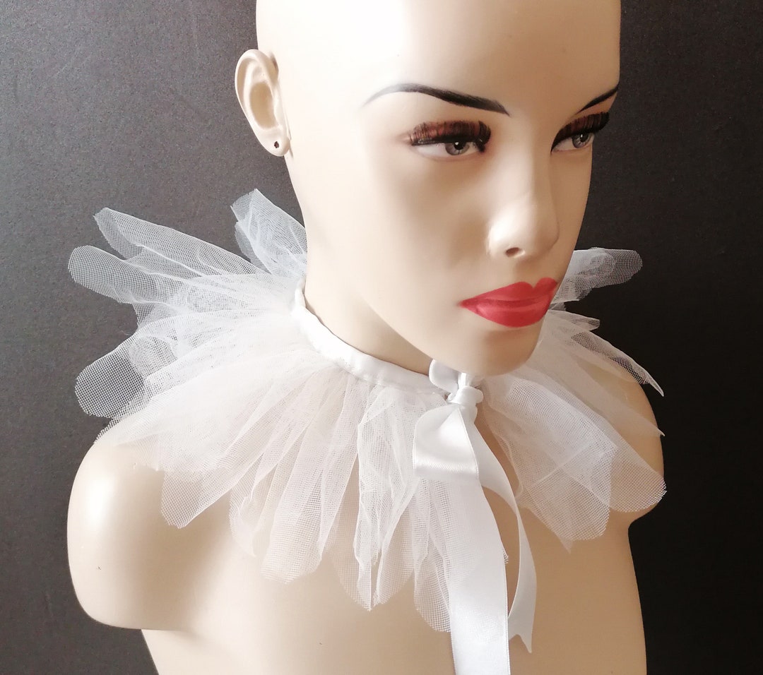 Black and White Tulle Clown Collar White Frilly Neck Ruffle Choker - Etsy