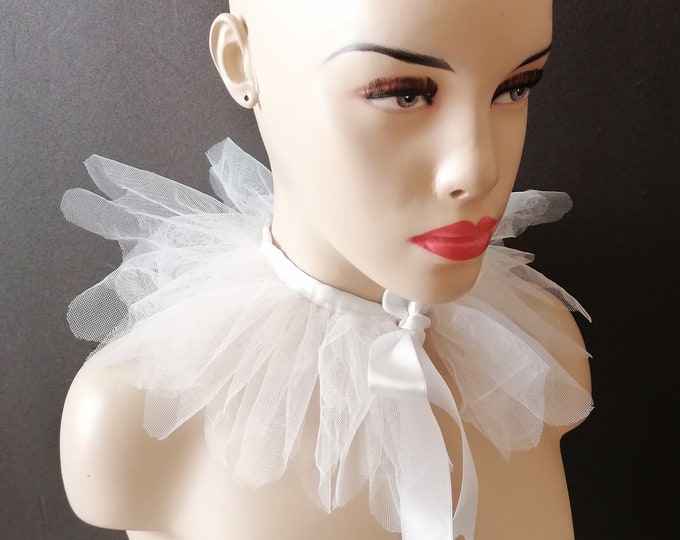 Burgundy Ruffle Clown Collar Ruff, Big Tulle Neck Collar Costume ...