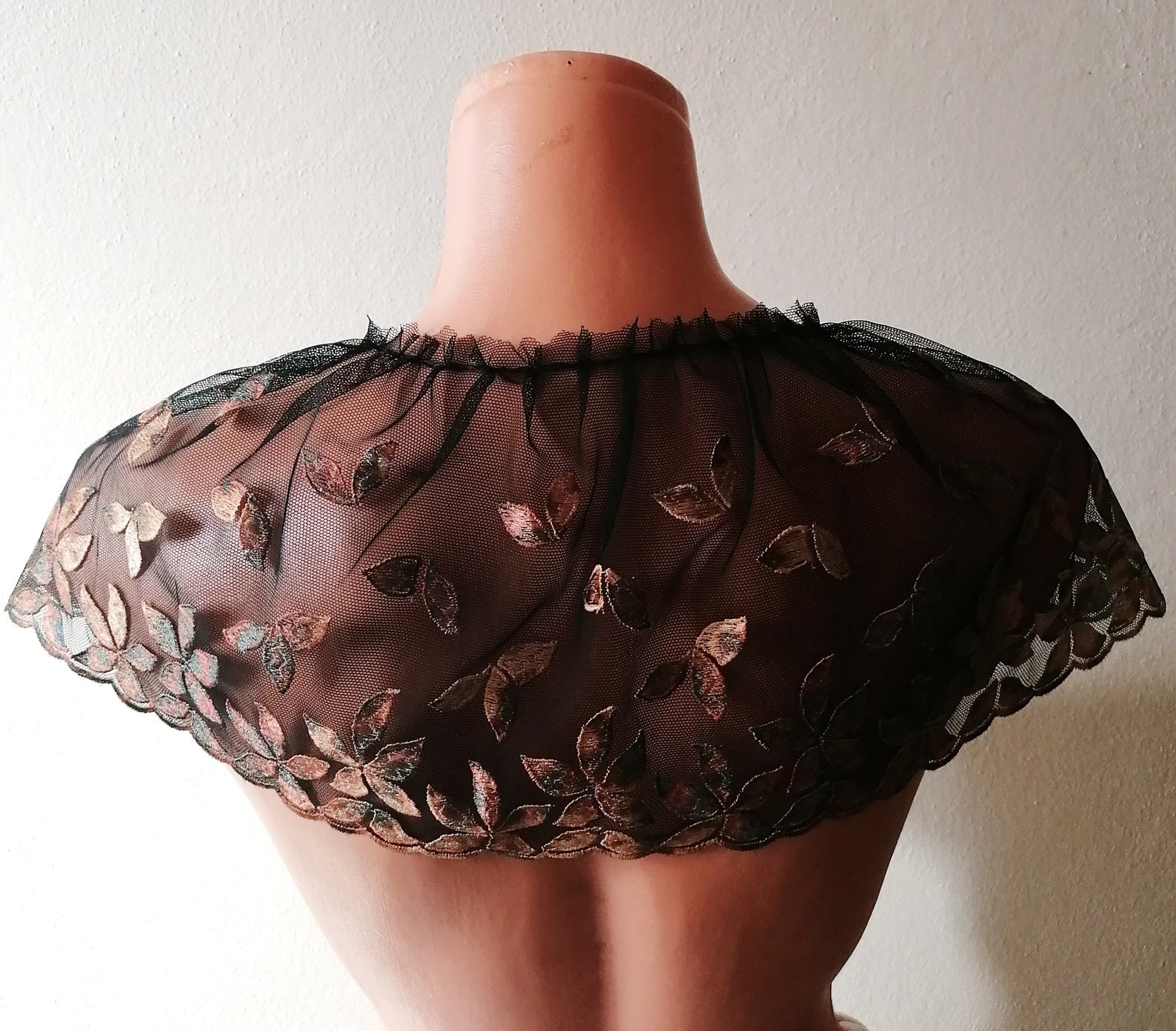 Black Lace Cape Wedding Shoulder Cover Tulle Collar Bridal Capelet ...