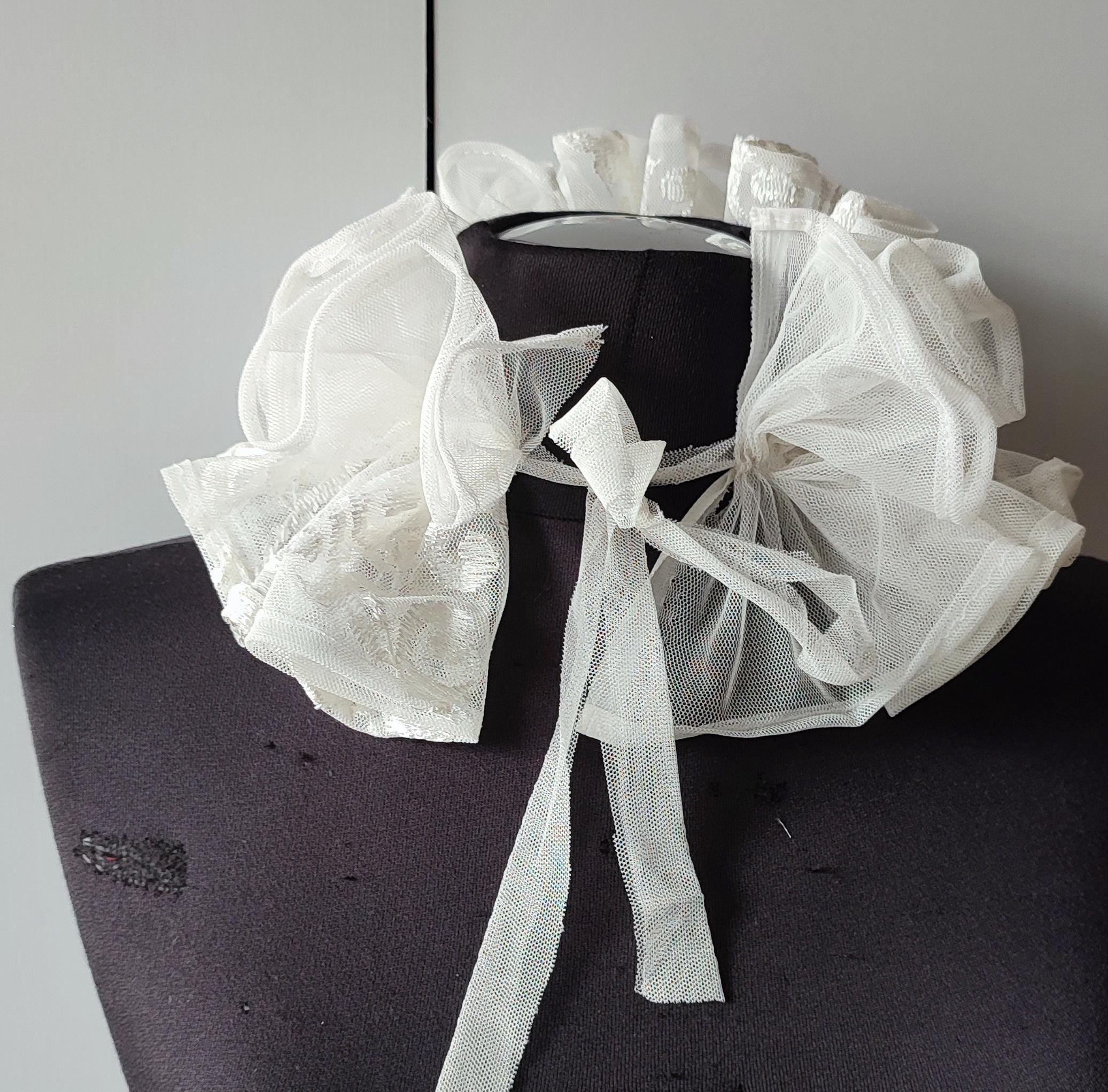 Lace Ruffle Collars, Victorian Style Ivory Beige Ruffled Neck Ruff - Etsy