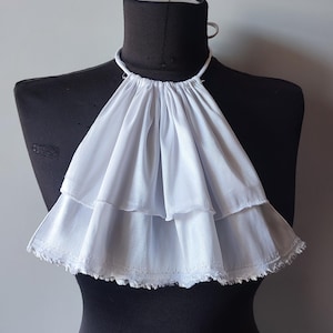 White Ruffle Collar Jabot Neck Tie Cravat, Ruffle Jabot Necktie - Etsy