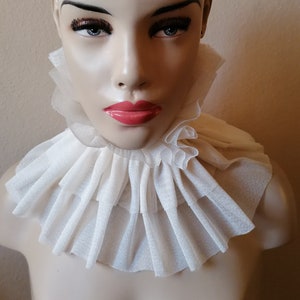High Neck Ruff Collar Ruffle High Neck Elizabethan Ruff Champagne Cream ...