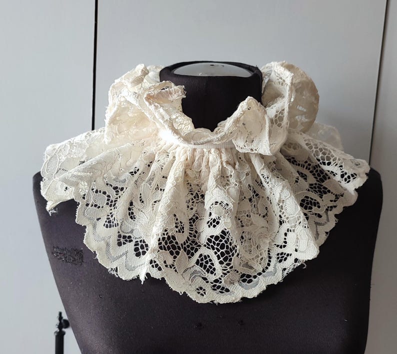 Lace Ruffle Collars, Victorian Style Ivory Beige Ruffled Neck Ruff - Etsy